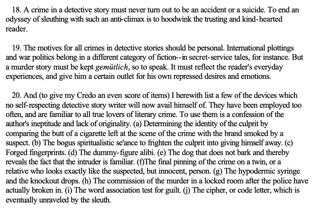 S S Van Dine Twenty Rules For Writing Detective Stories M rra s-s-van-dine-twenty-rules-for-writing-detective-stories-m-rra